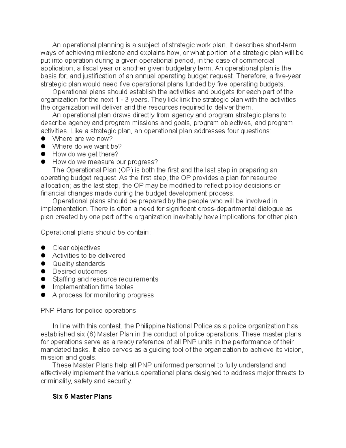 Lesson 4 PNP Operation - An operational planning is a subject of ...