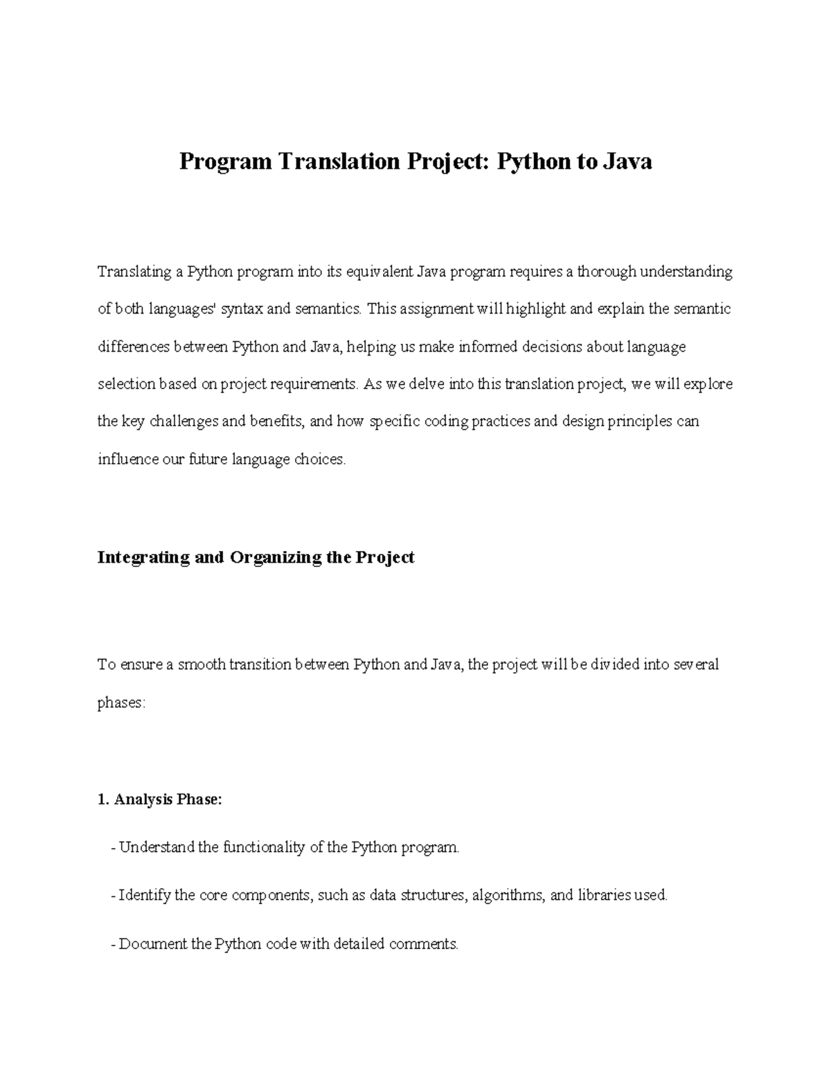 CS-1105, Digital Electronics & Computer Architecture, Translation Project: Python to Java - Studocu