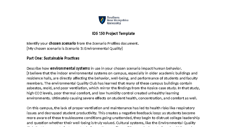 IDS 150 Project: Environmental Systems & Human Behavior Analysis - Studocu
