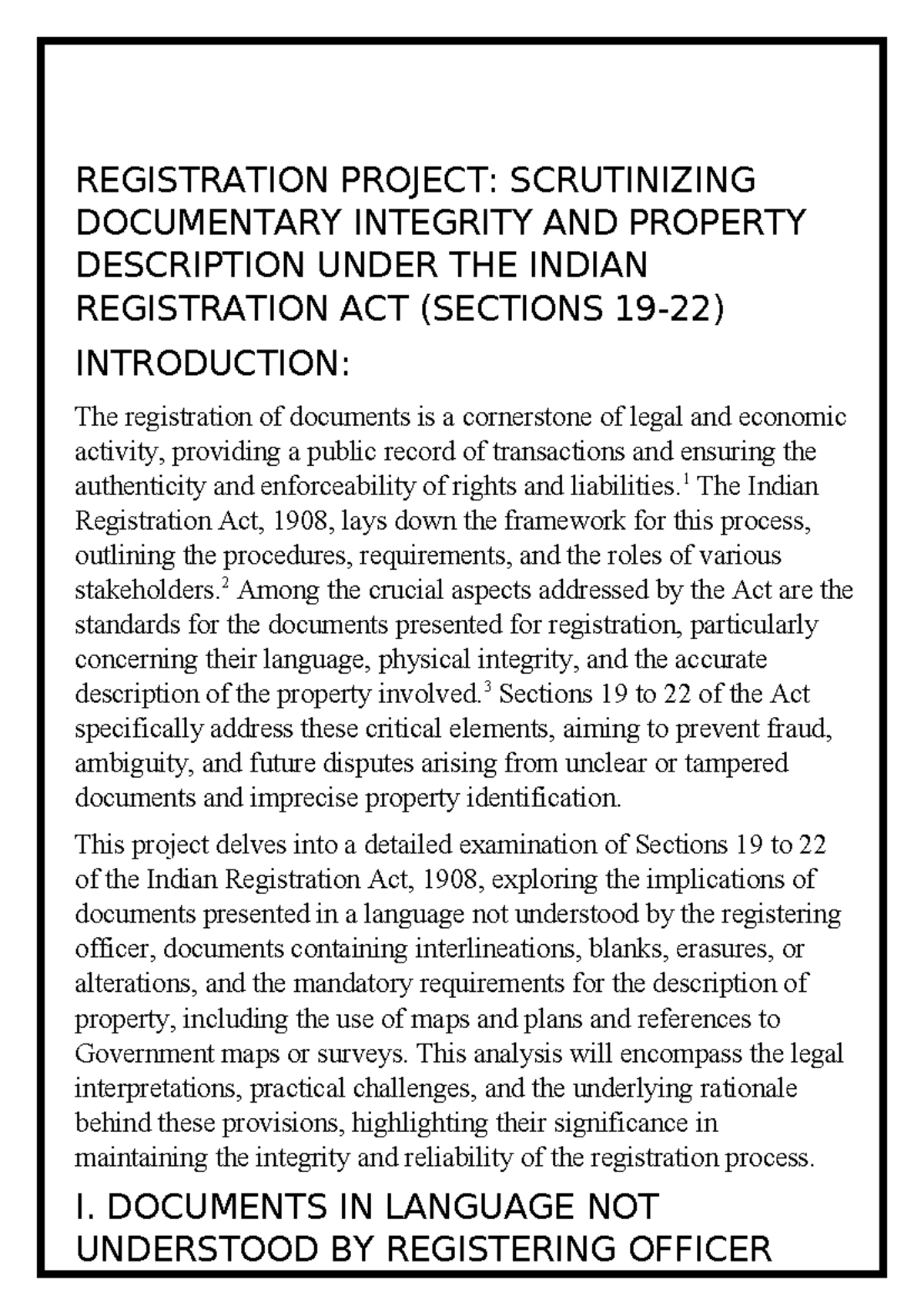 Registration Project: Analyzing Sections 19-22 of the Indian ...
