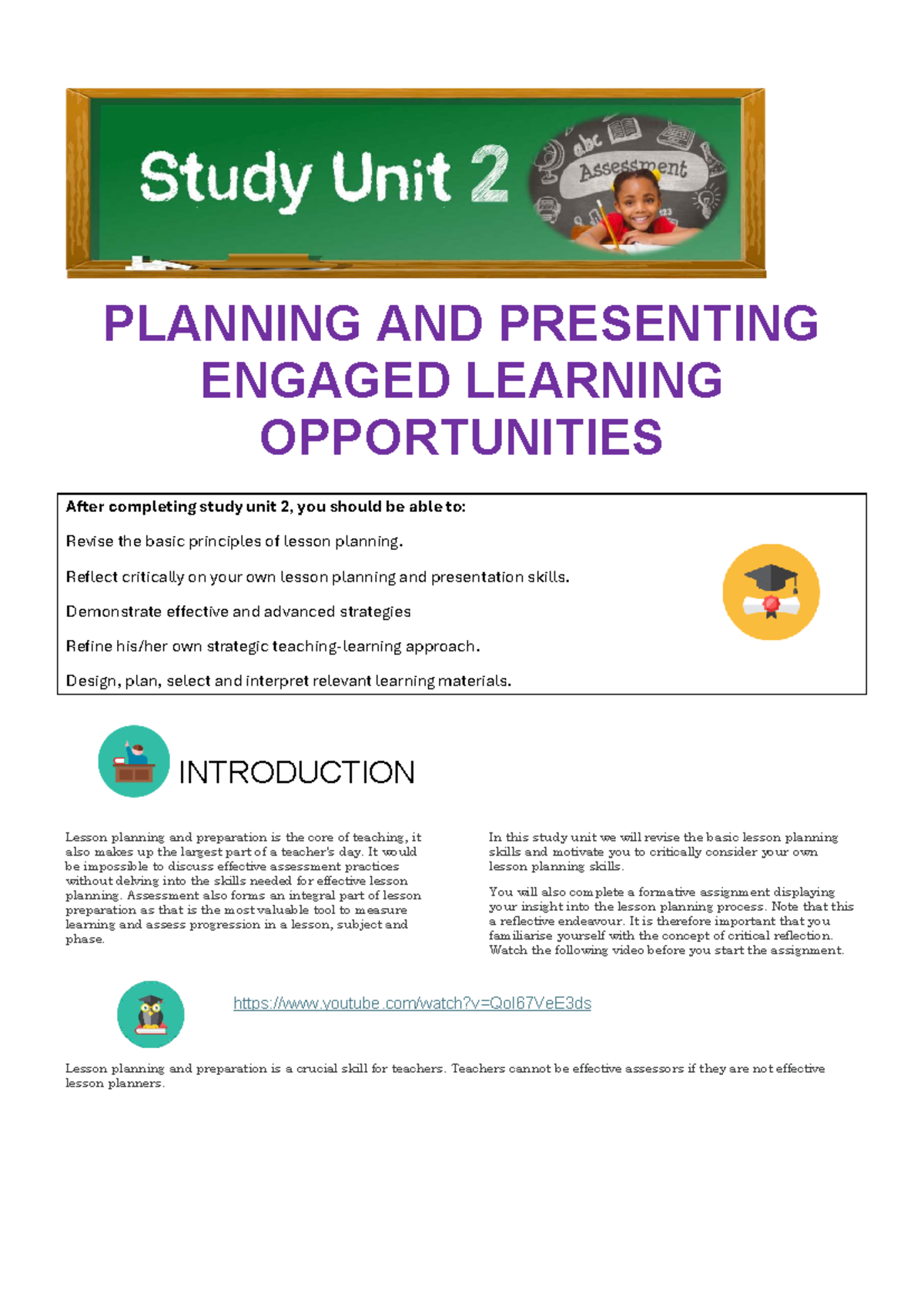 SU3: Engaged Learning Opportunities - Lesson Planning & Presentation ...