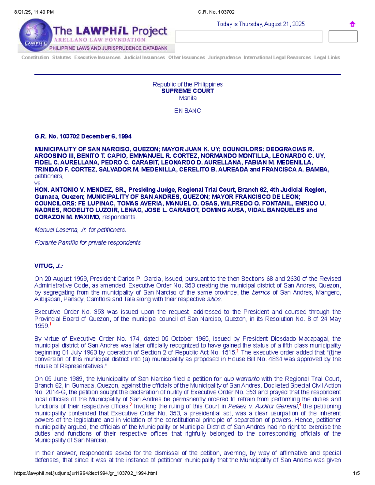 G.R. No. 103702 - Supreme Court Case Analysis Lecture Notes - Studocu