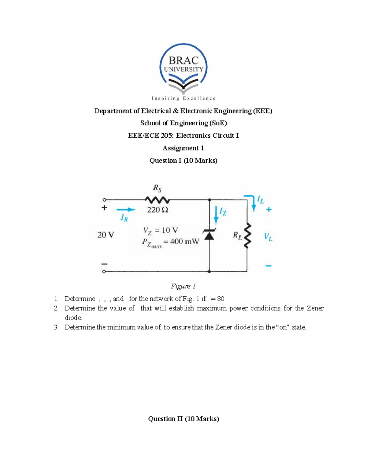 EEE205: Electronics Circuit I Assignment 1 Solutions and Analysis - Studocu