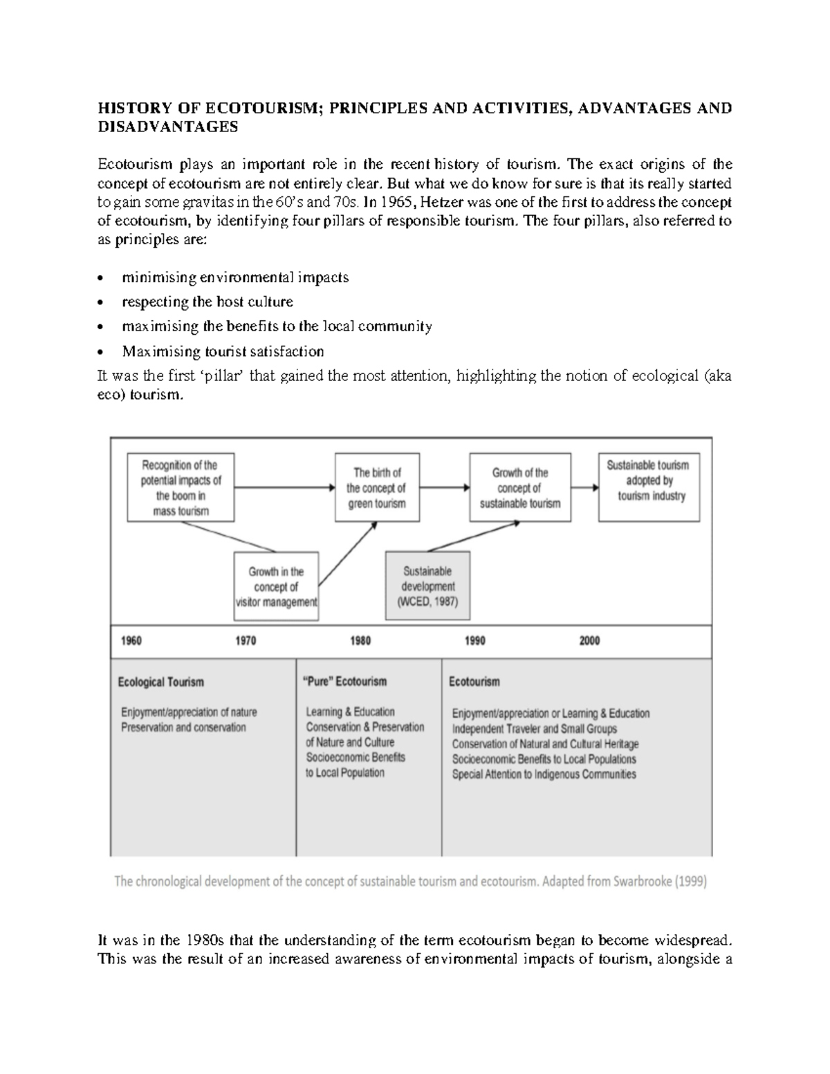 Ecotourism, principles, advantages and disadvantages - HISTORY OF ...