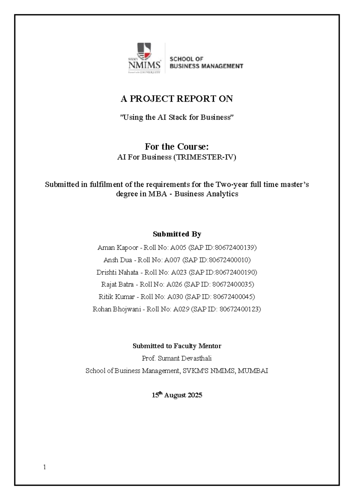 G5 AI in Business - Project Report on Nestle's AI Integration - Studocu