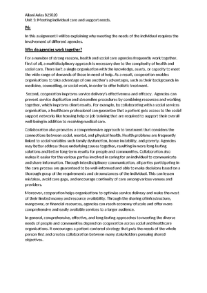 [Solved] examples of agencies working together in health and social ...