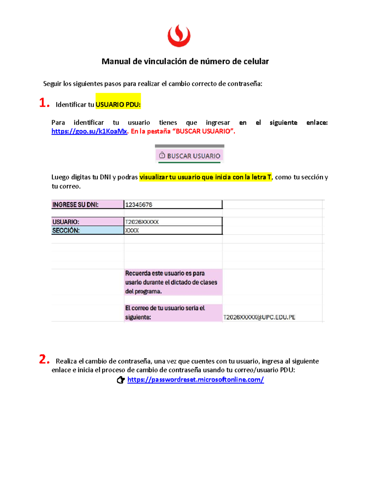Manual de Vinculación PDU G1: Cambio de Contraseña 202600 - Studocu