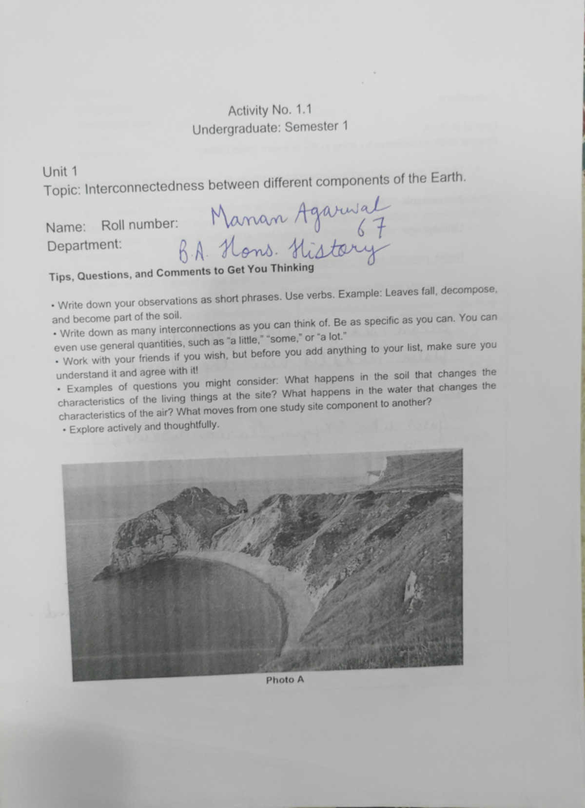 Evs sheets of assignments - Activity No. 1 Undergraduate: Semester 1 Unit 1 Topic: - Studocu