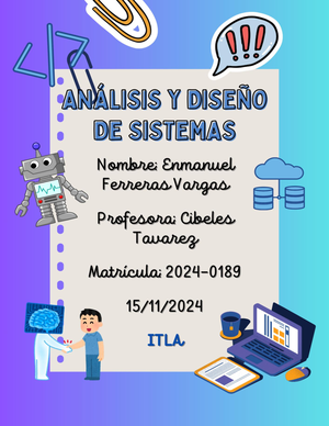 Analisis y Diseno de Sistemas - Nombre Y Matricula Adonis Mercedes Buret 2021- 2396 Carrera ...