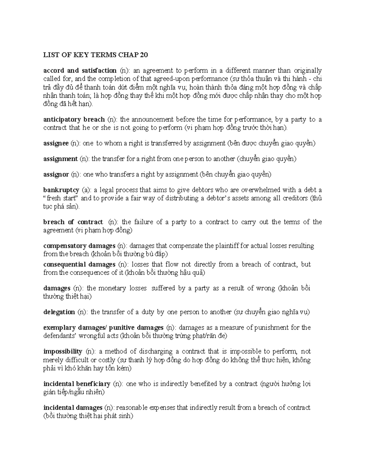 List of key terms Chap20 - LIST OF KEY TERMS CHAP 20 accord and ...