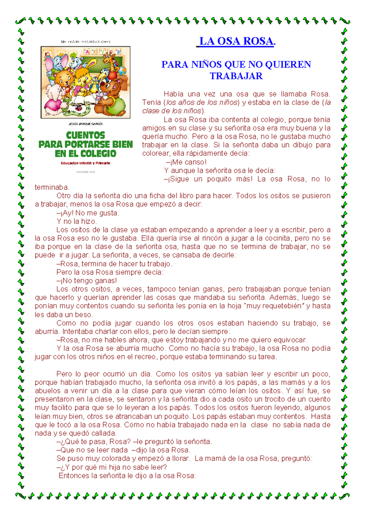 Cuento para Niños: La Osa Rosa y su Amor por el Juego - Studocu