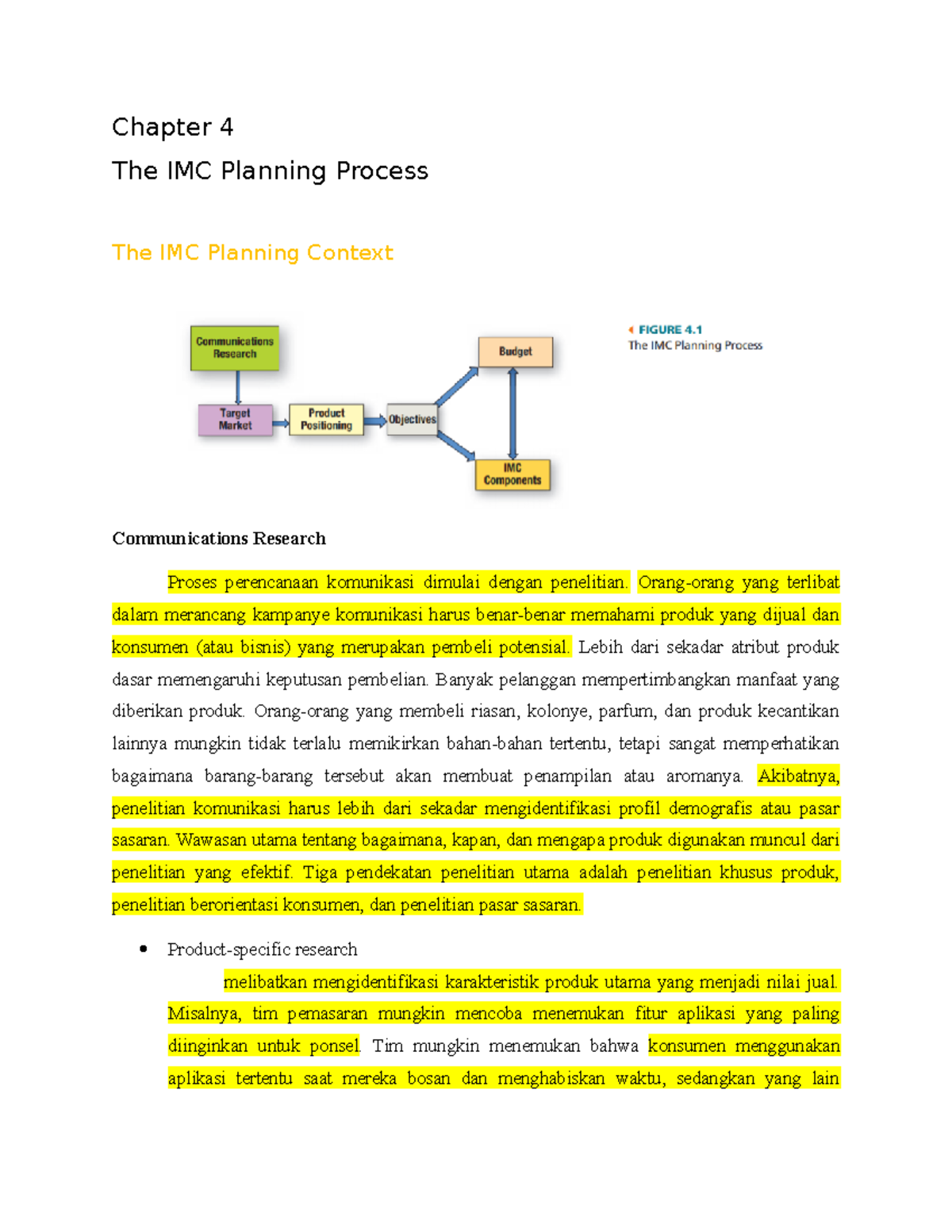 Resume Chapter 4: The IMC Planning Process in Marketing Communication ...