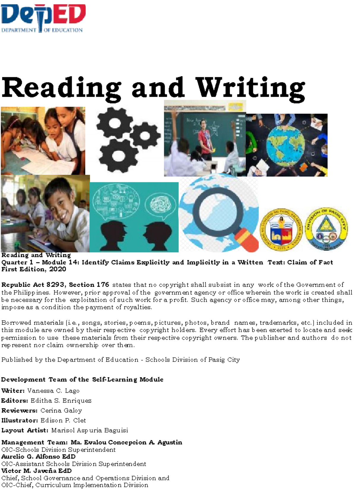 Pdfcoffee - I am a student taecher - Reading and Writing Reading and Writing Quarter 1 – Module ...