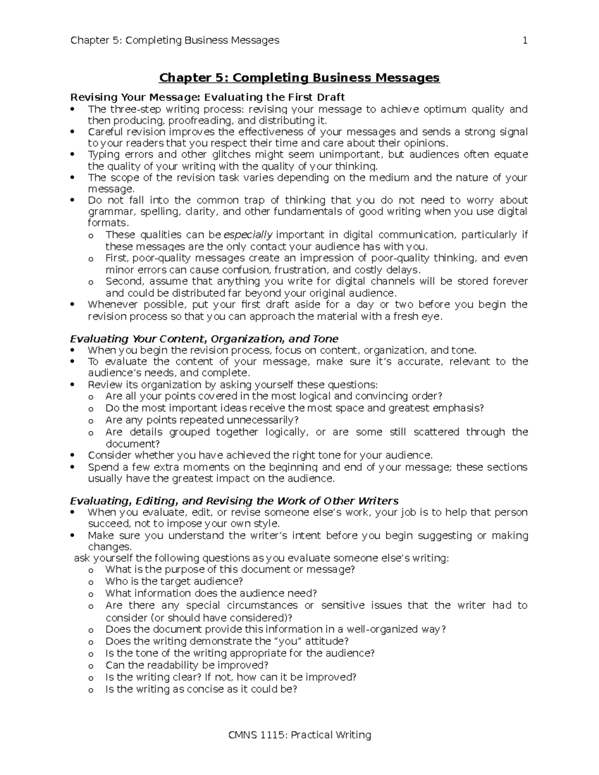 Chapter 5 - Completing Business Messages - Chapter 5: Completing ...