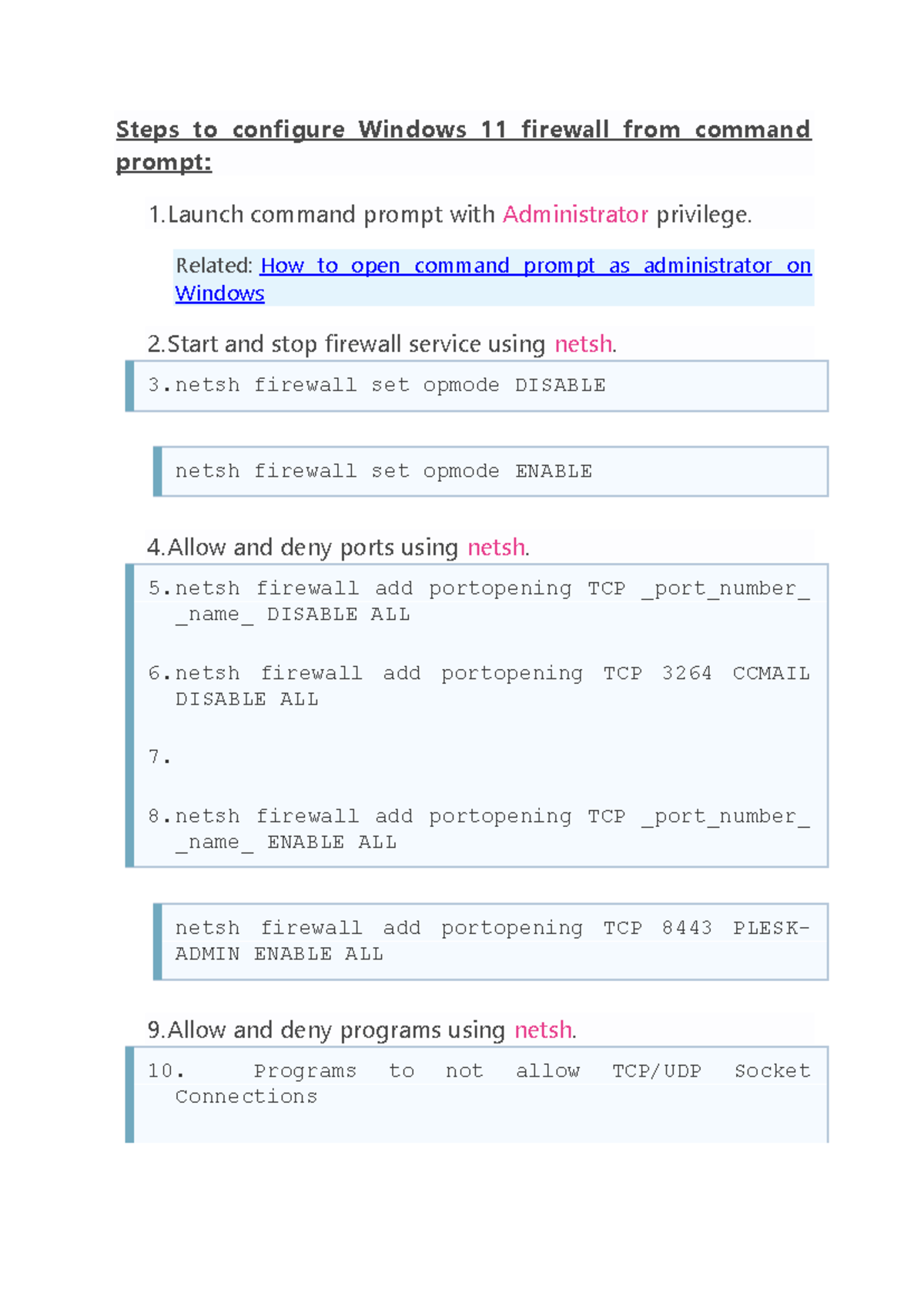 LAB Configuration Guide - Setting Up Windows 11 Firewall via CMD - Studocu