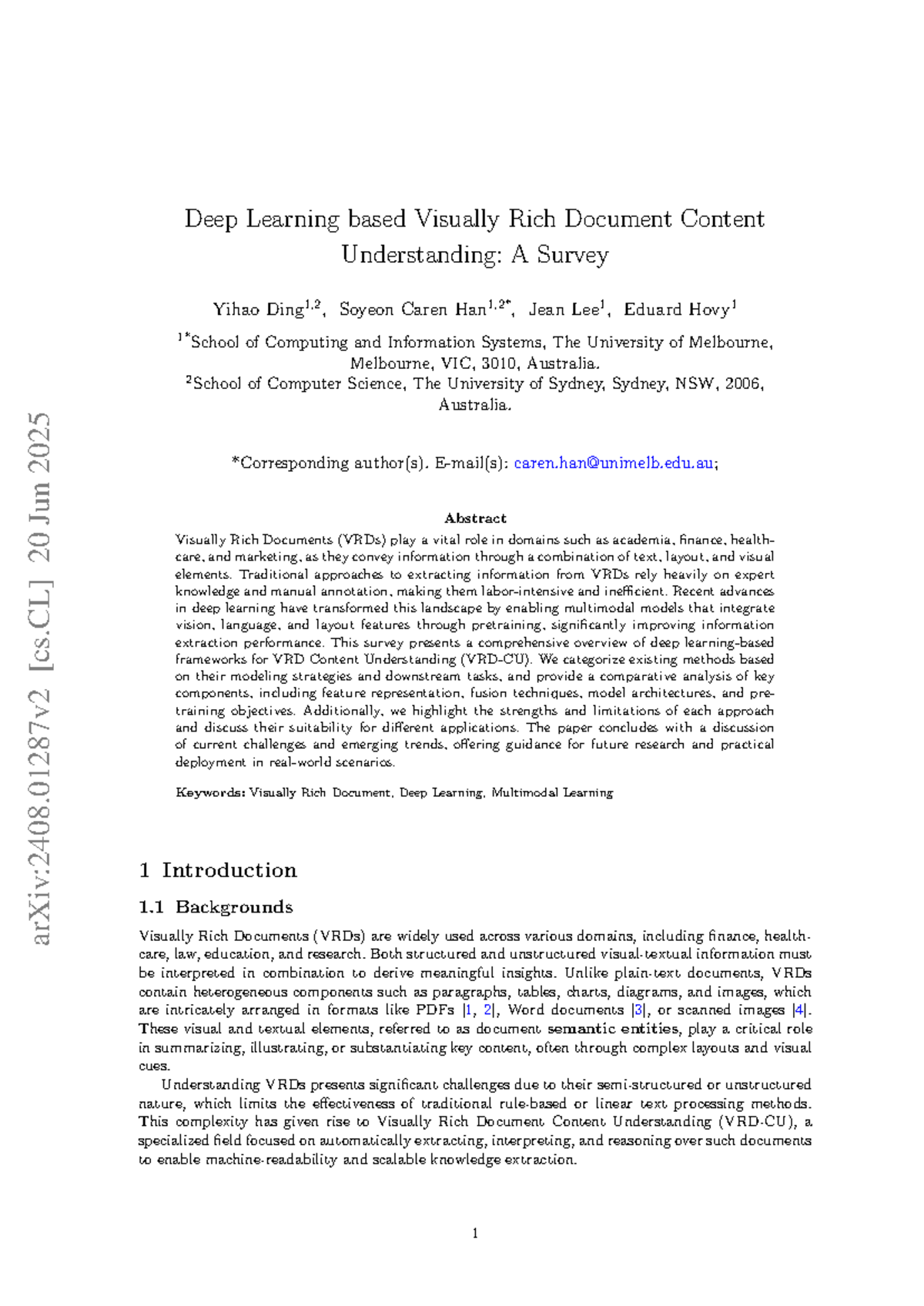 Deep Learning for Visually Rich Document Understanding: A Survey ...