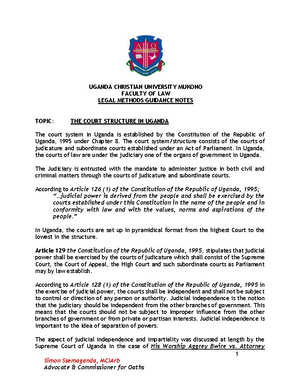 The Hierachy of the Court System in Uganda - UGANDA CHRISTIAN ...