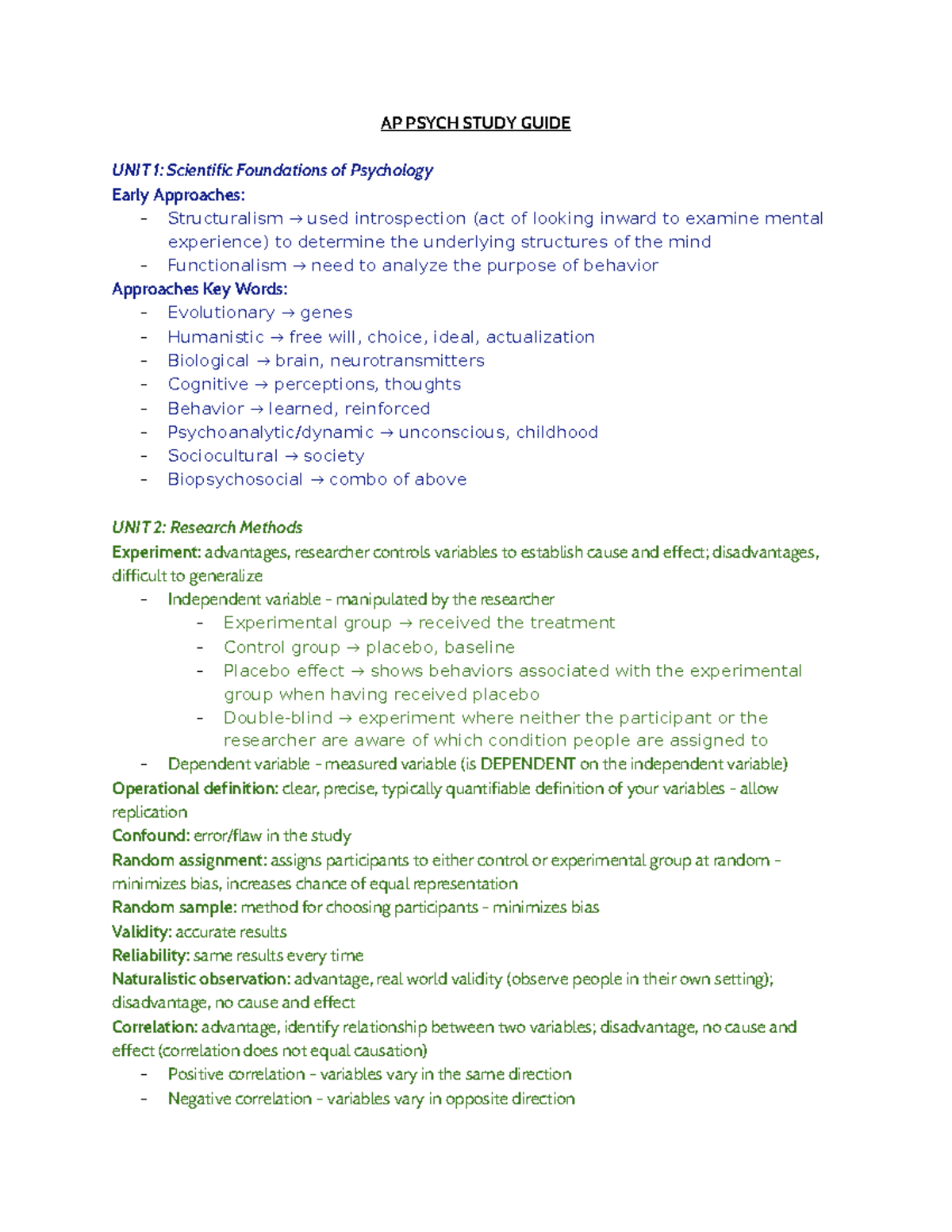 AP PSYCH Study Guide: Foundations, Research Methods & Learning Concepts ...