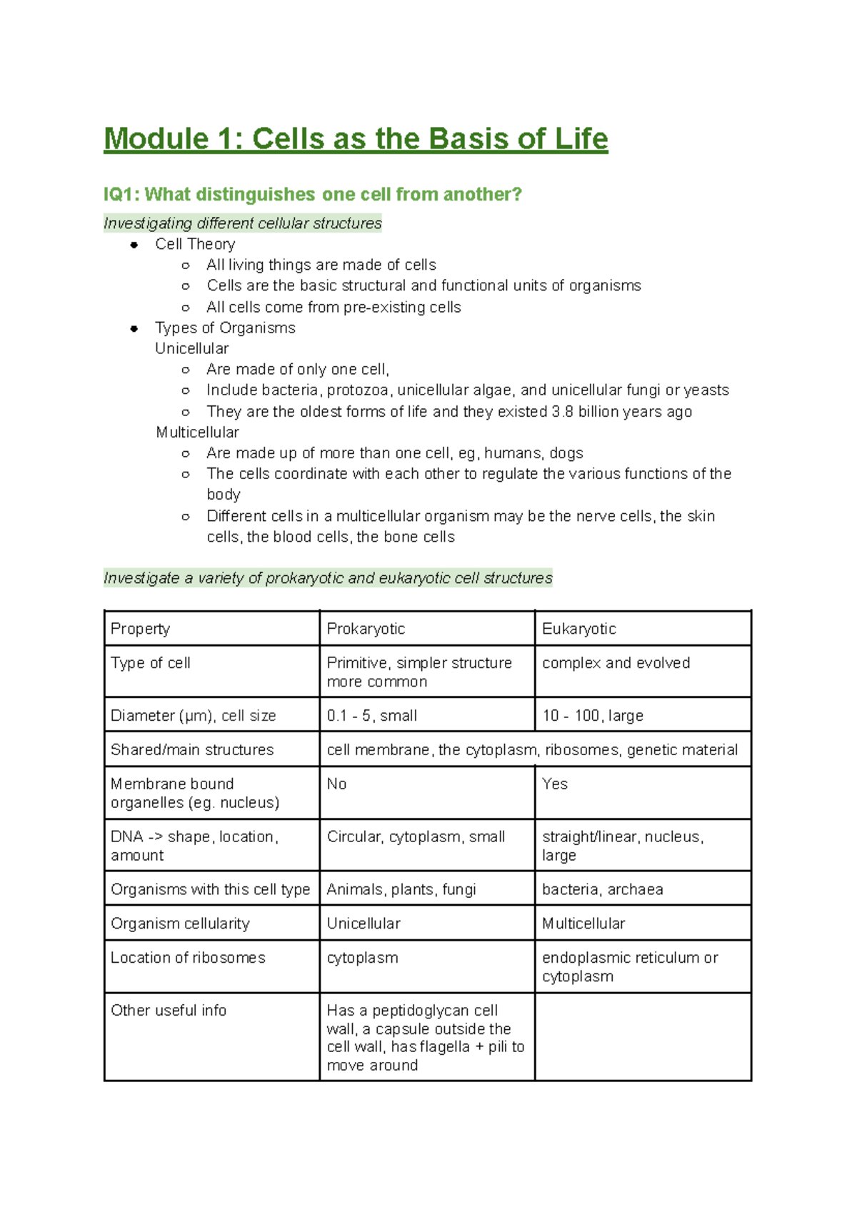 Yr 11 Bio Notes: Cells, Organisms, and Ecosystem Dynamics - Studocu