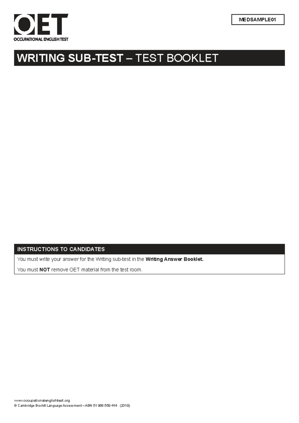 MEDSAMPLE01 OET WRITING TEST: REFERRAL LETTER FOR MS HALL - Studocu