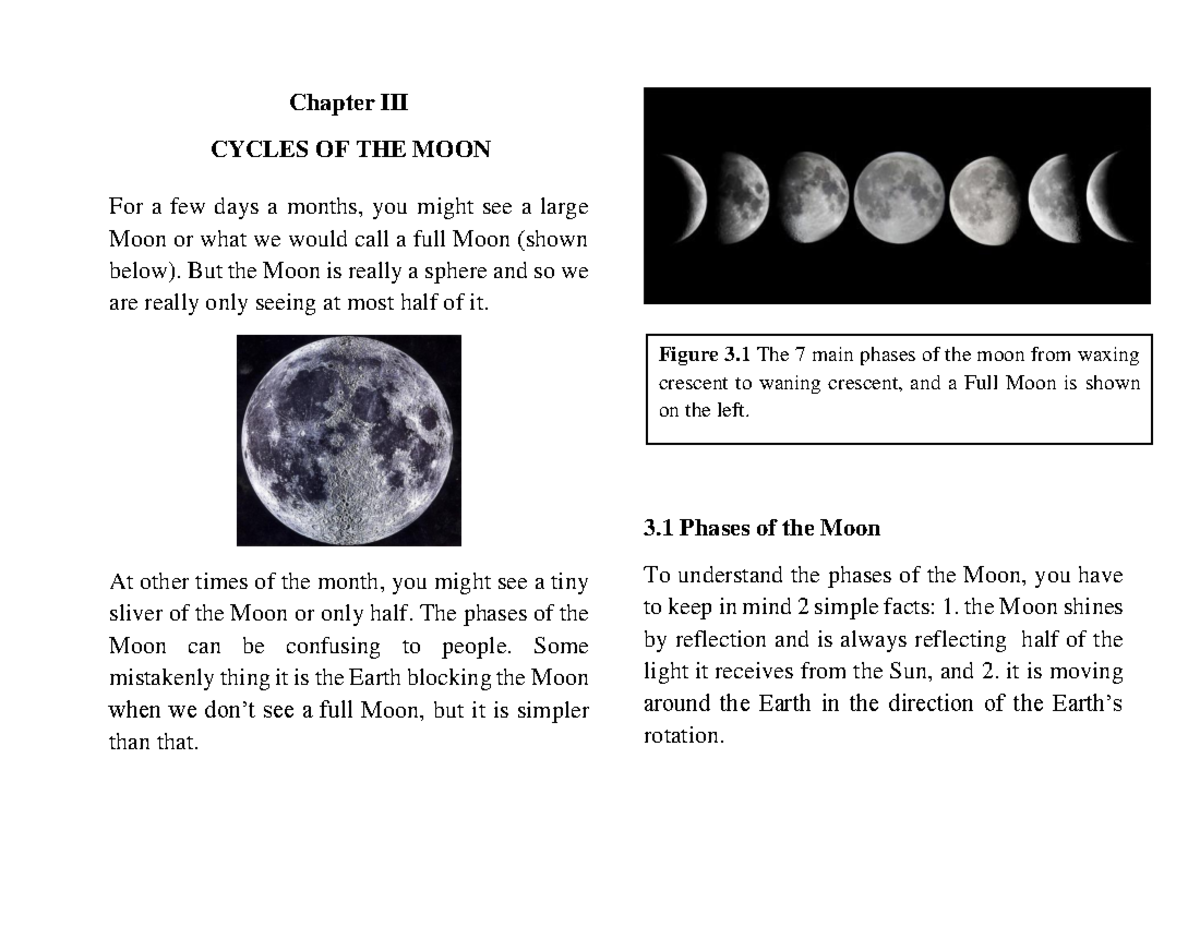 Chapter 3: The Cycles of the Moon - Sidereal & Synodic Periods - Studocu