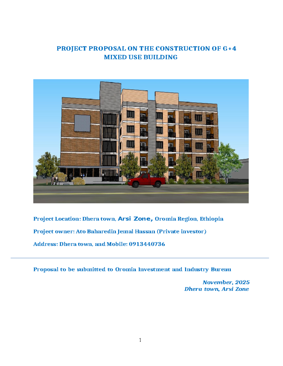 PROJECT PROPOSAL: MIXED USE BUILDING IN DHERA TOWN, ETHIOPIA - Studocu