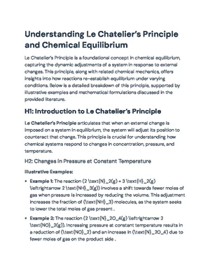 Le Châtelier's Principle - Study Notes & Assignments - Studocu