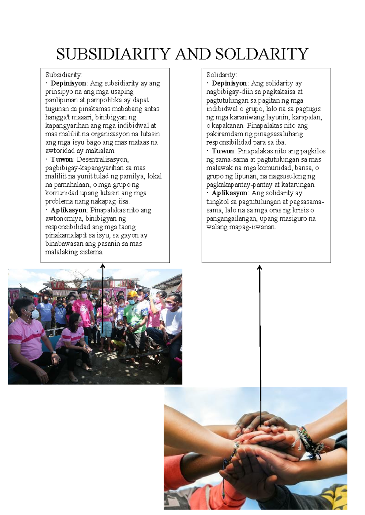 SUBSIDIARITY AT SOLIDARITY: Mga Prinsipyo at Aplikasyon - Studocu