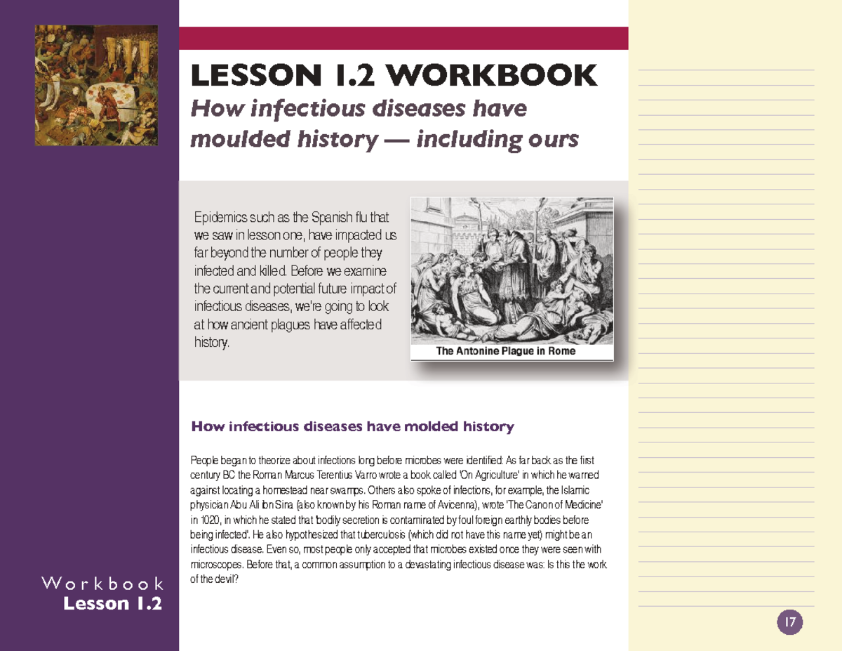 How Infectious Diseases Shaped History: Lesson 1.2 Workbook - Studocu