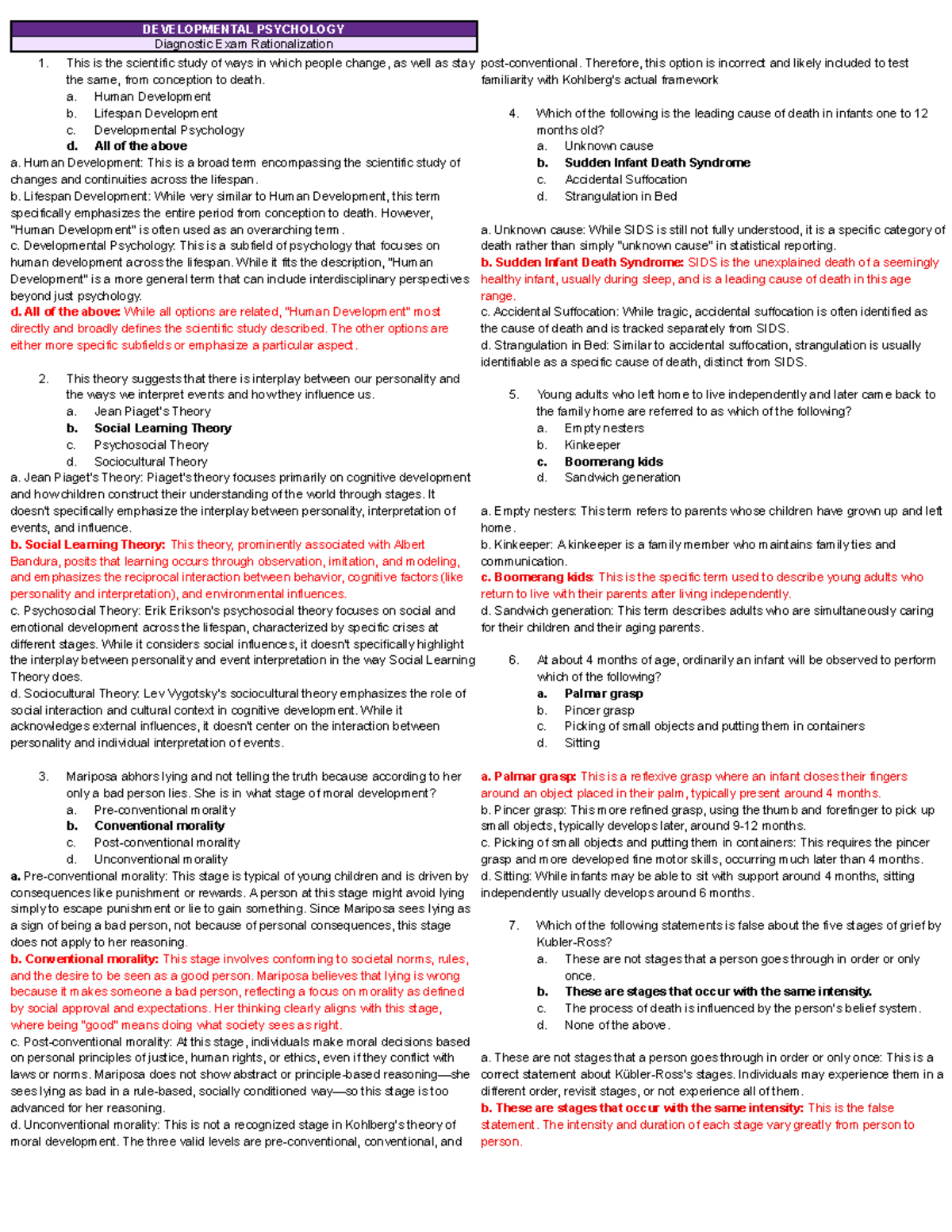 DEV-332 Final Exam: Concepts of Lifespan Development & Attachment ...