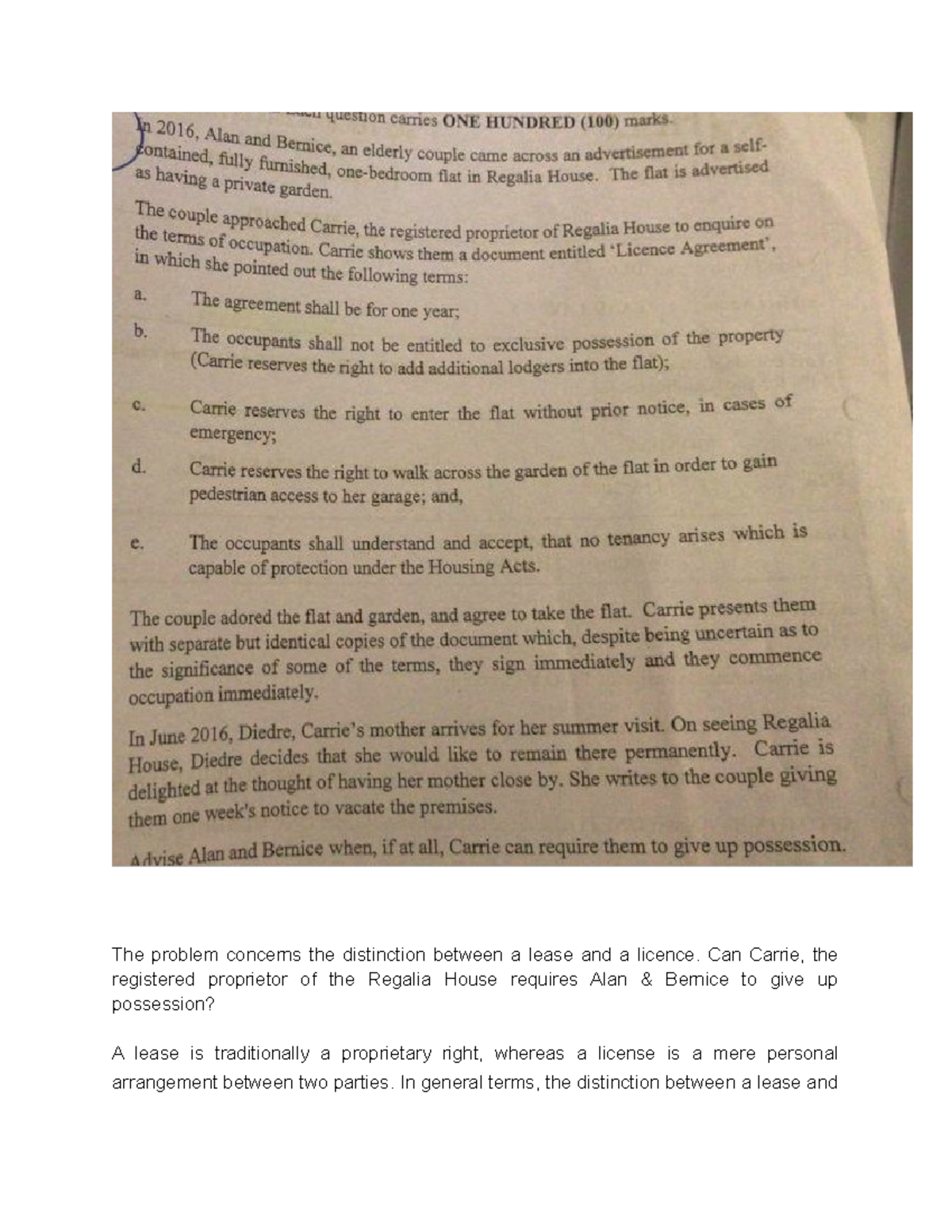 Lease vs. Licence: Problem Questions & Examples for Property Law 101 ...