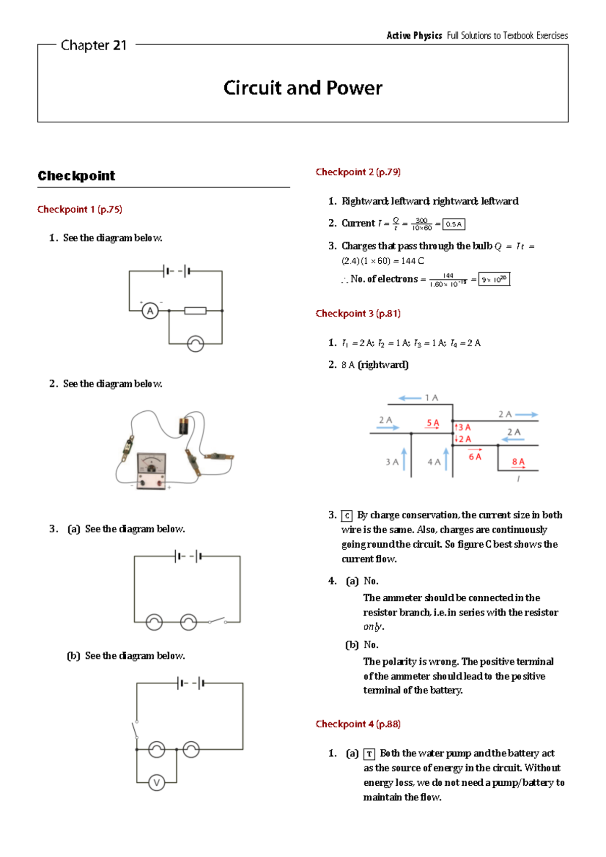 Active Physics Ch21 Circuit & Power Full Solution Answers - Studocu