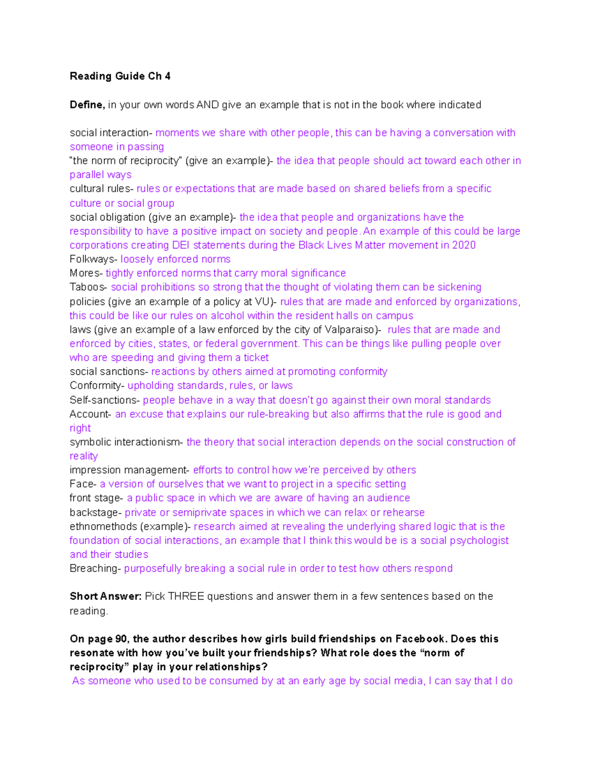 Chapter 4 Reading Guide - Reading Guide Ch 4 Define, in your own words ...