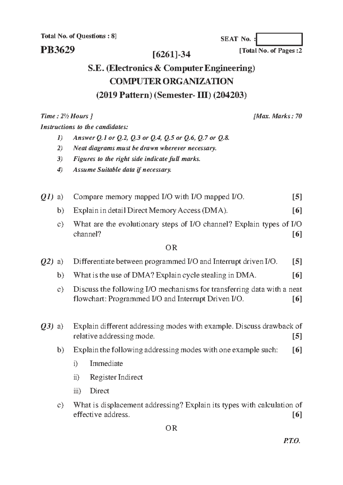 PYQ ECE SE (204203) Computer Organization Exam Paper - April 2024 - Studocu