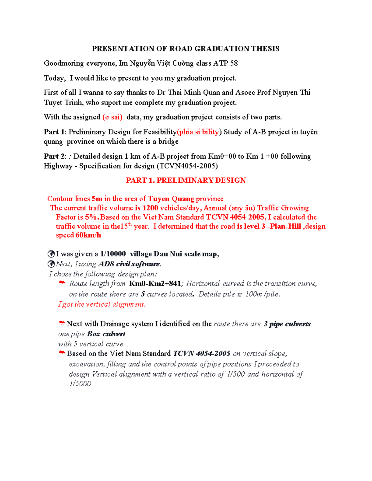 ATP 58 Graduation Thesis Presentation: Road Design Project - Studocu