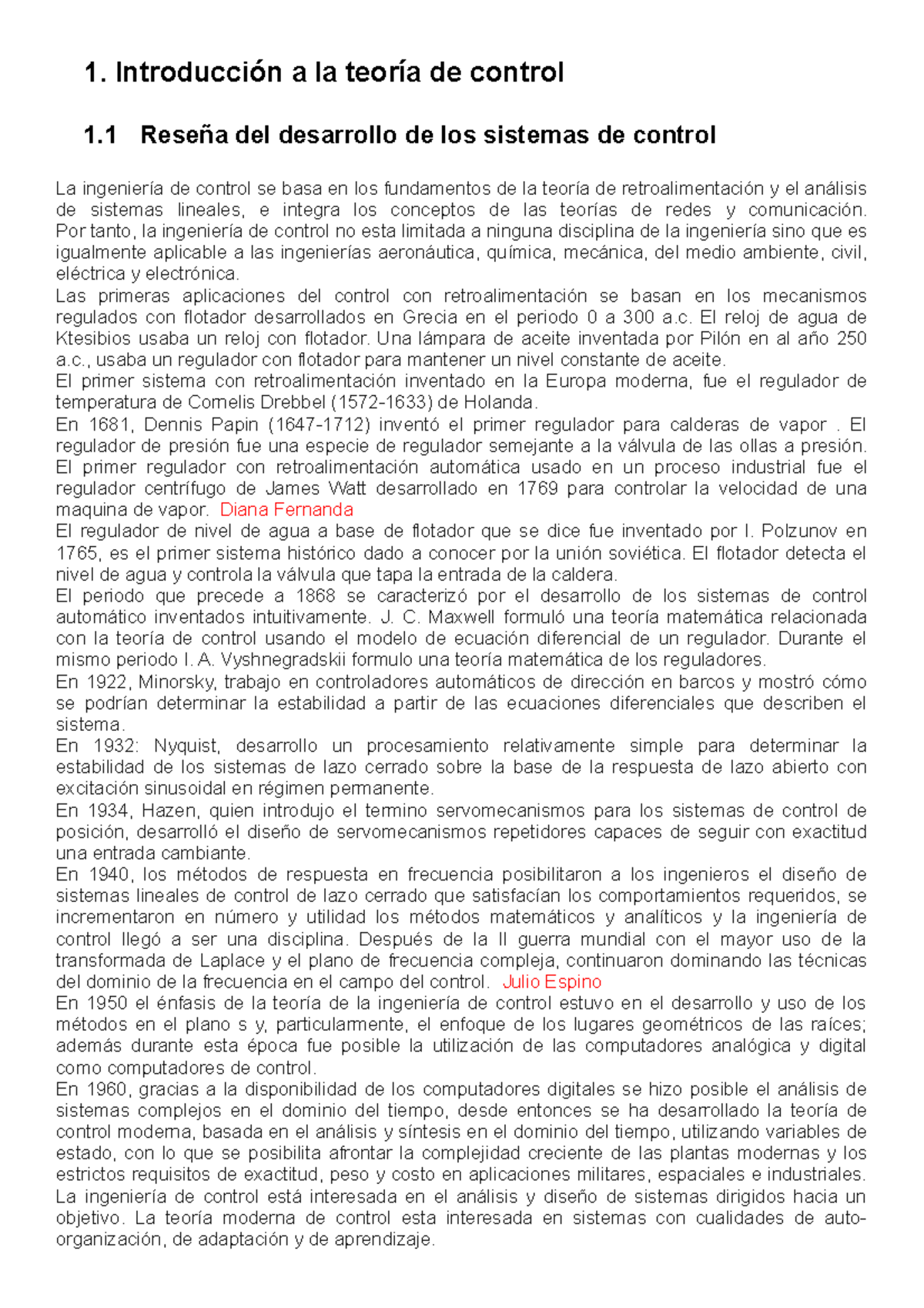Unidad 1 - Control introduccion - 1. Introducción a la teoría de ...