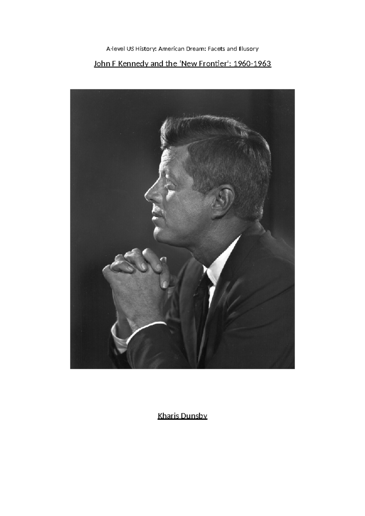 US History: JFK and the New Frontier - A Comprehensive Overview - Studocu