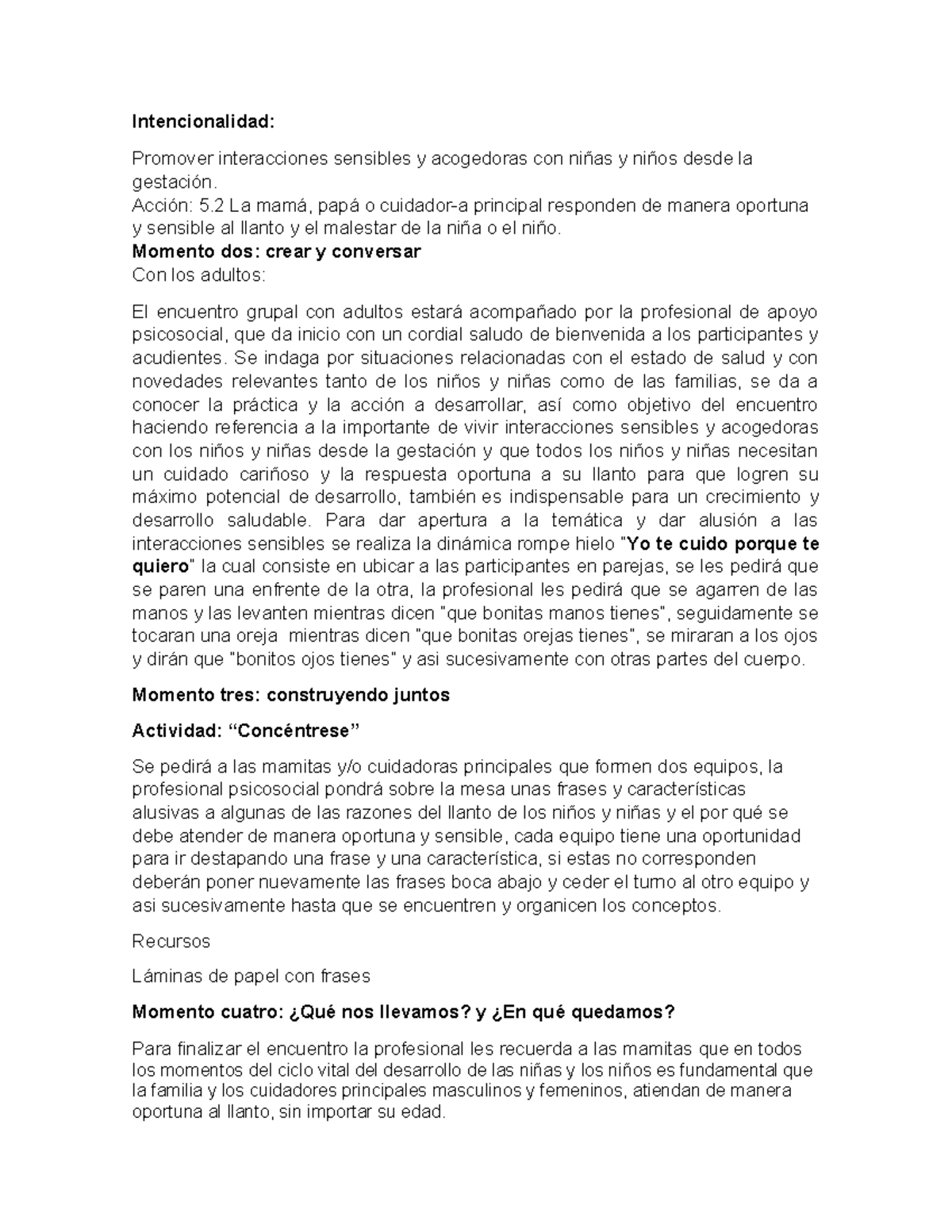 Planeación Encuentro Grupal: Interacciones Sensibles (Acción 5) - Studocu