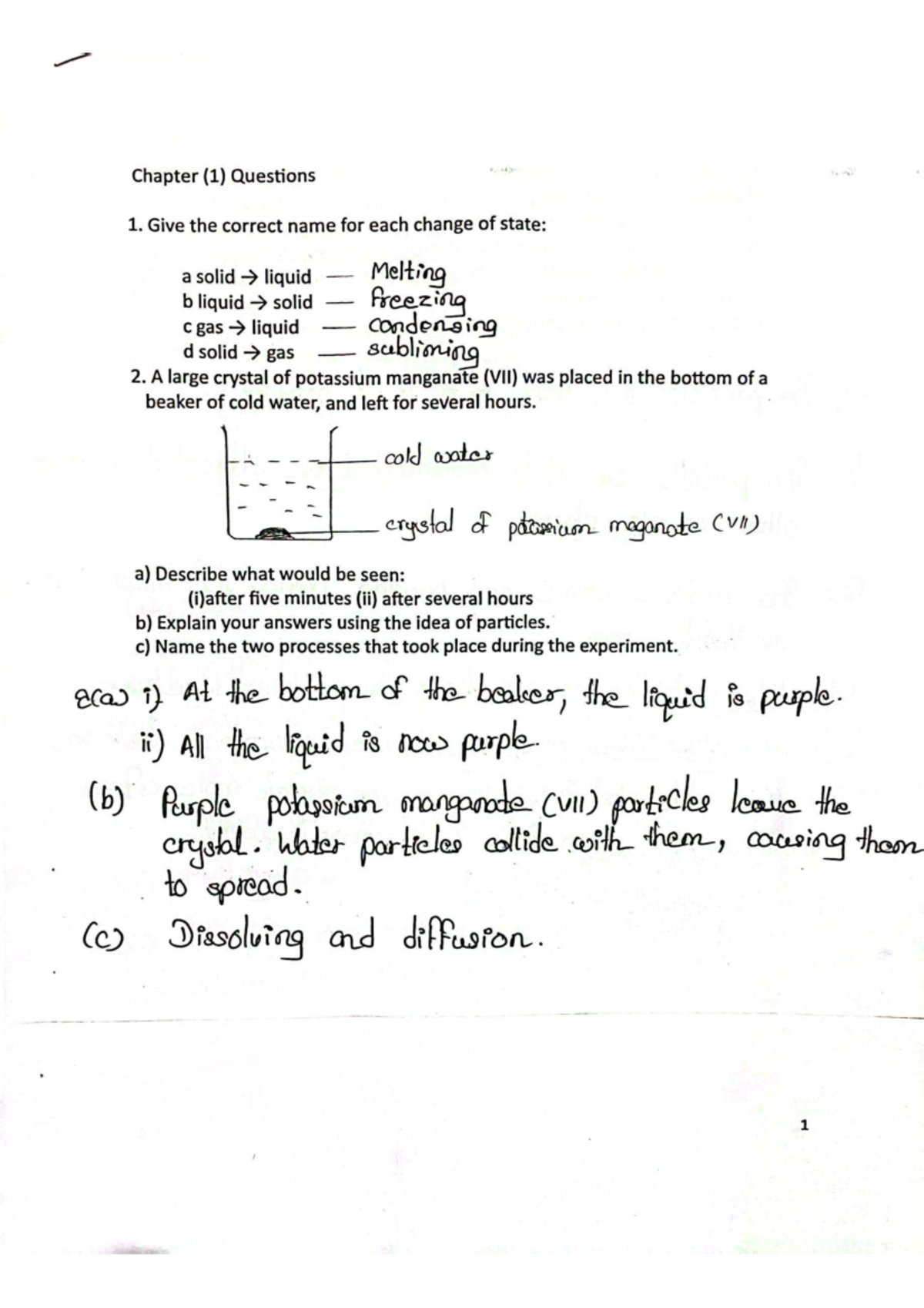 Ch-1 Questions & Answers: Understanding Changes of State and Particles ...