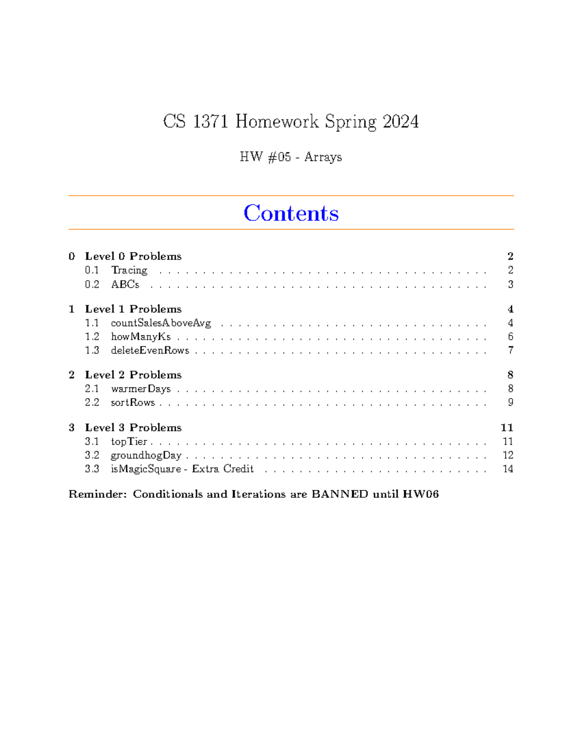 CS 1371 HW5 - Arrays Problem Set Overview and Solutions - Studocu