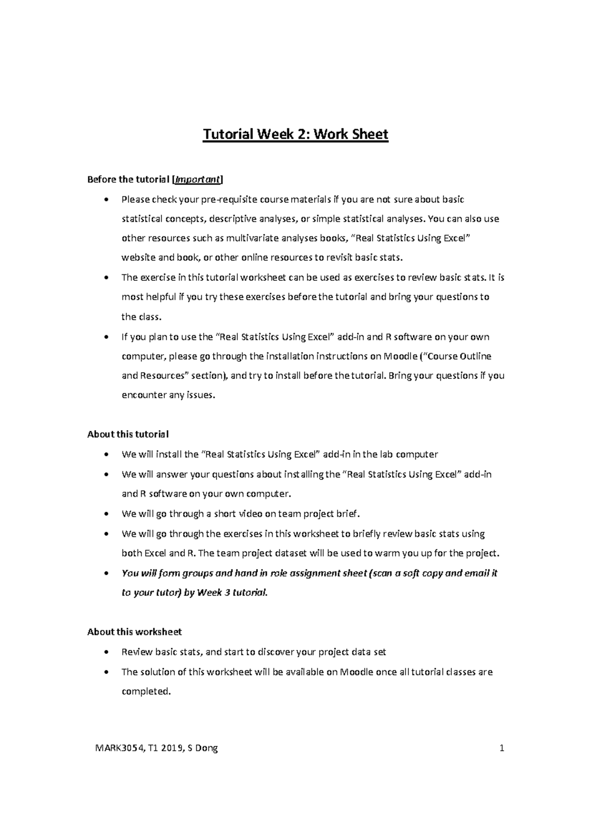 Tutorial Week 2 work sheet - Warning: TT: undefined function: 32 Tutorial Week 2: Work Sheet ...
