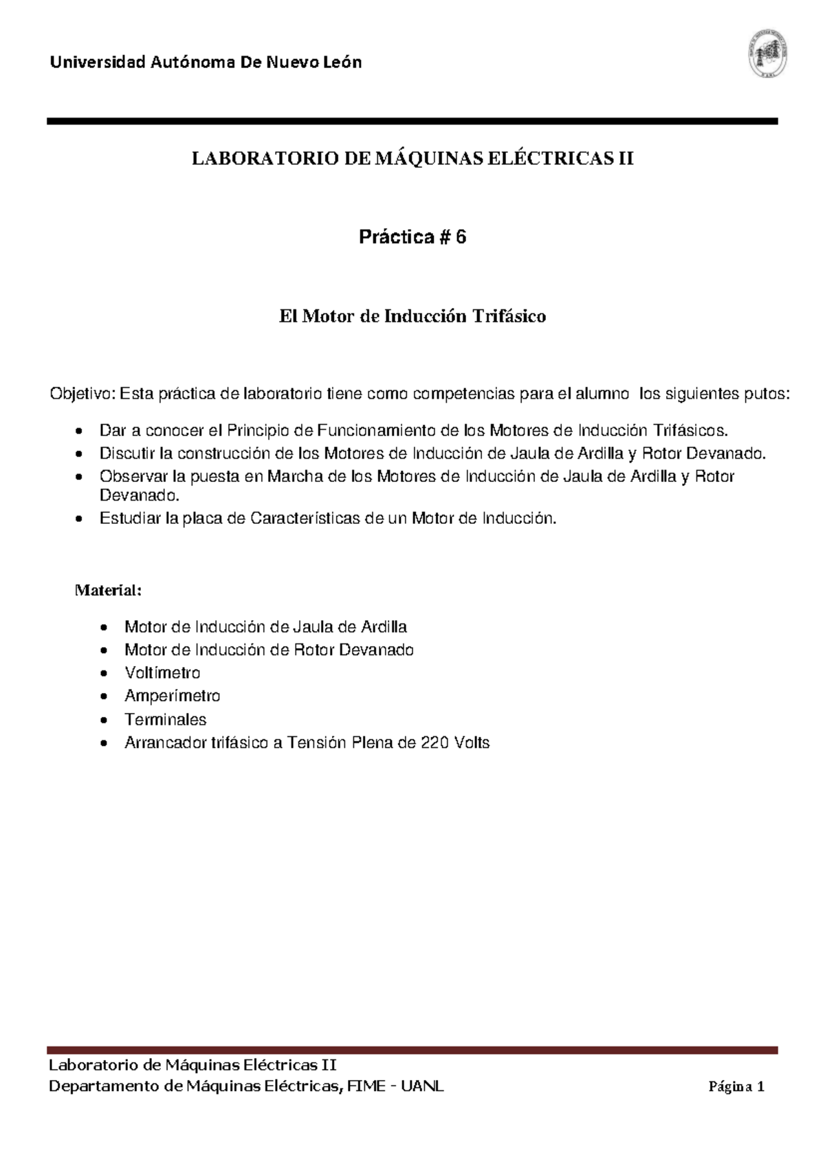 Practica 6 maquinas 2 - Laboratorio de Máquinas Eléctricas II Departamento de Máquinas ...