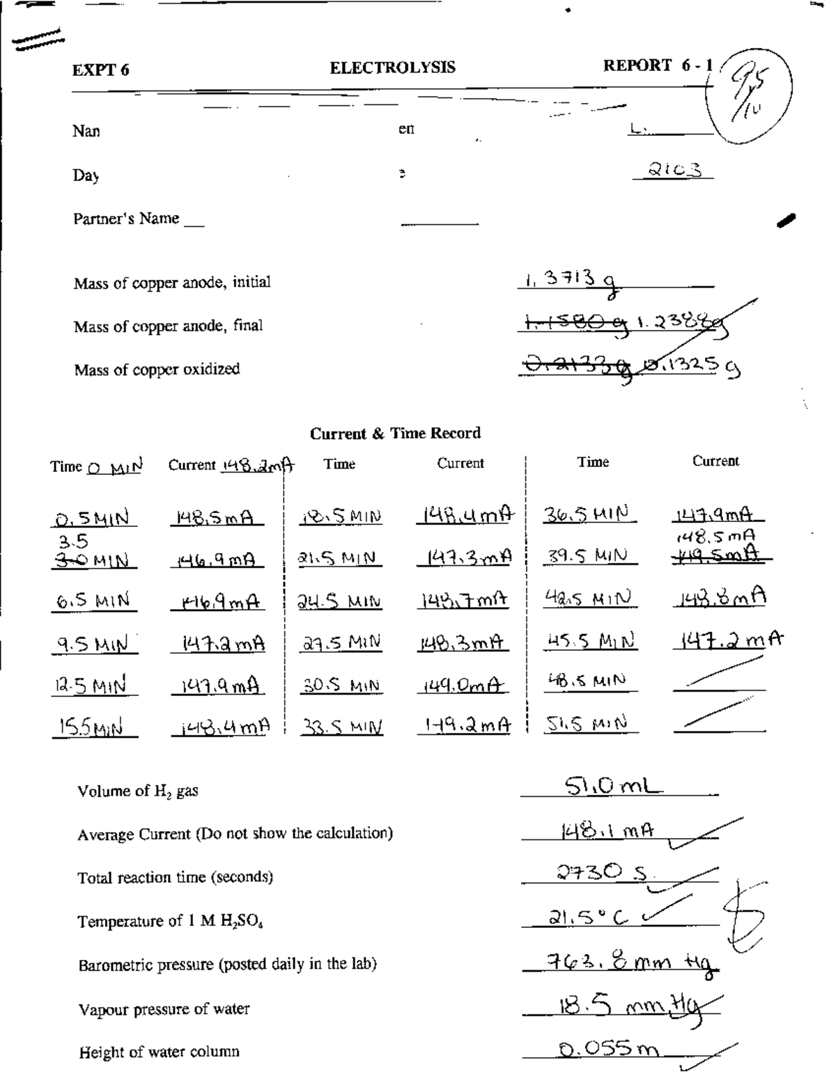 Electrolysis Experiment Report (EXPT 6): Copper Anode Analysis - Studocu