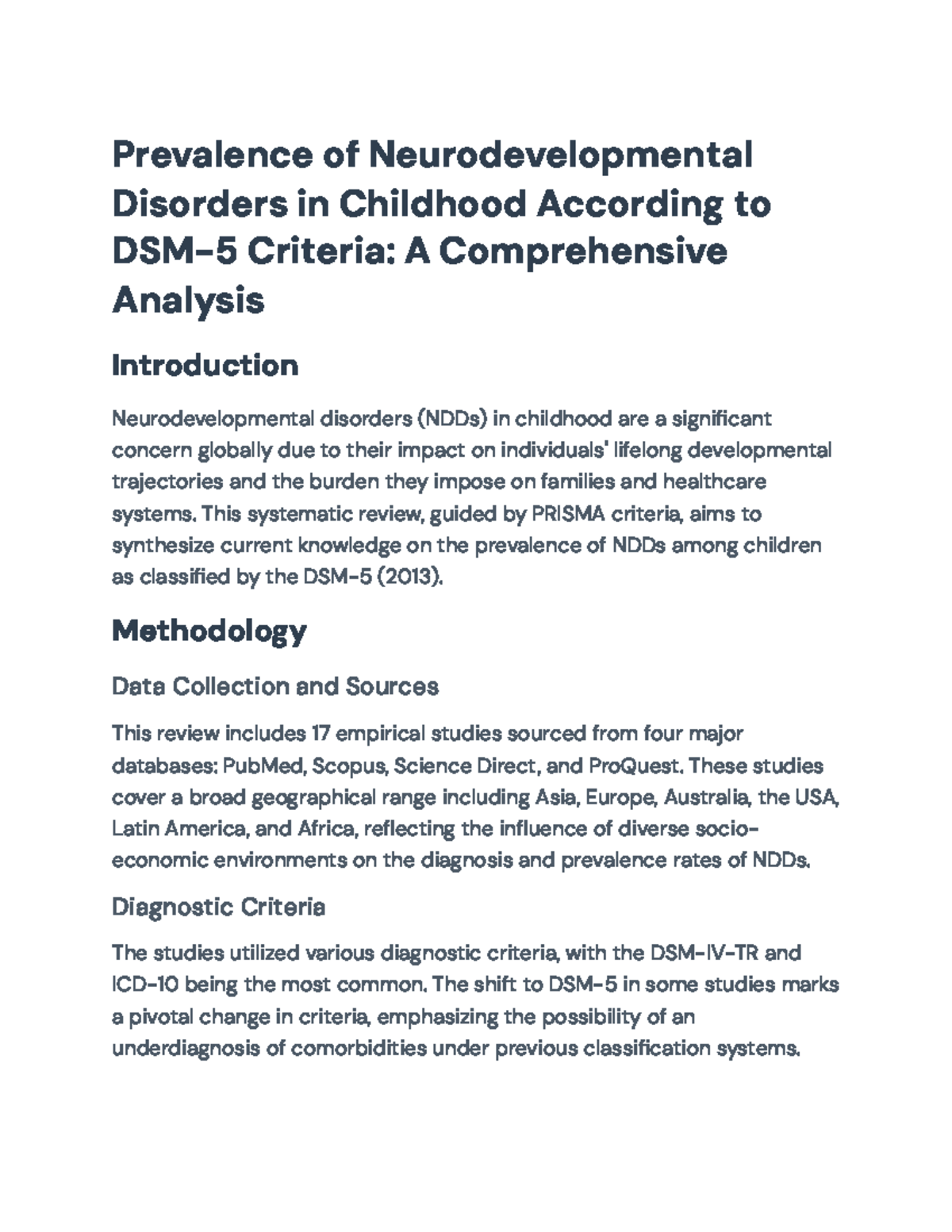 Global Prevalence of Neurodevelopmental Disorders in Childhood: A DSM-5 Analysis - Studocu