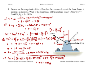 Mom tutorial 3 qn 3 - CV1011 Mechanics of Materials Tutorial 3 School of Civil and Environmental ...