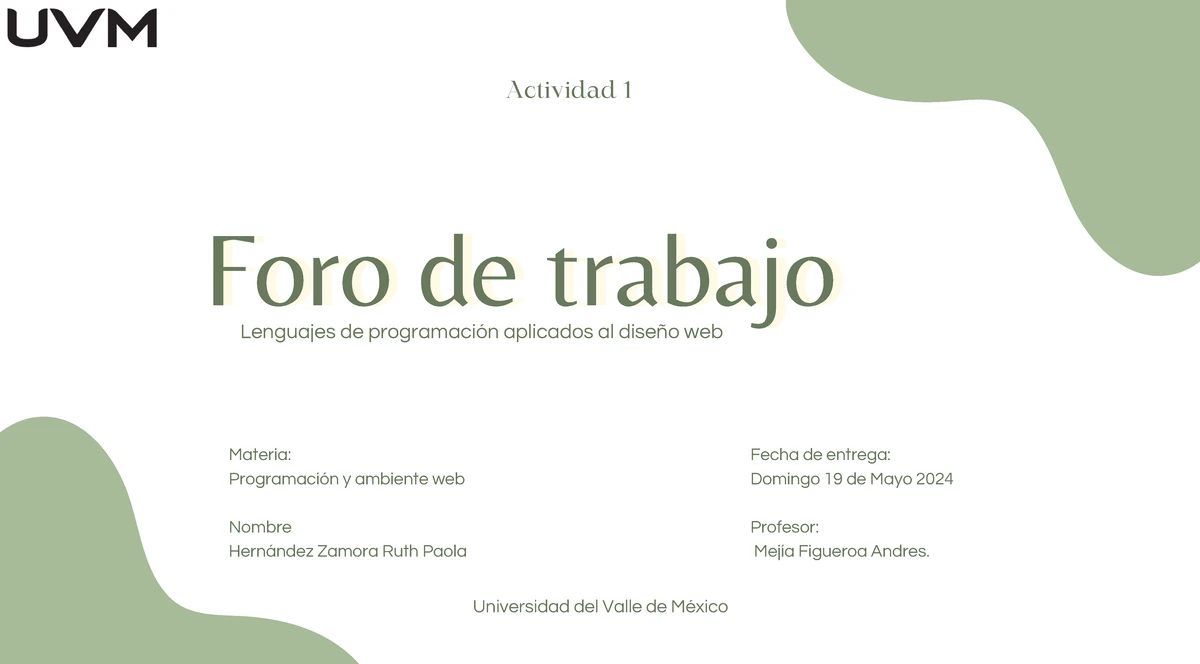 Actividad 1. Foro de trabajo (lenguajes de programación aplicados al ...