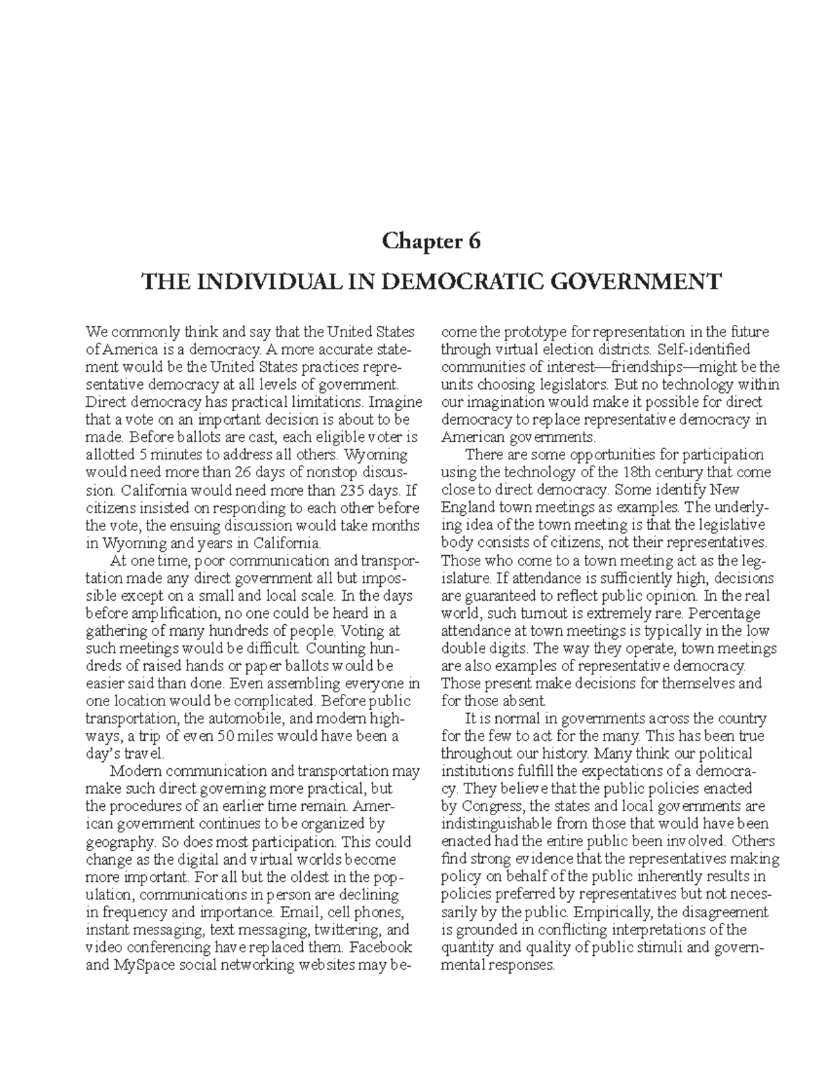 Study Guide: Chapter 6 - The Individual in Democratic Government (POLI ...