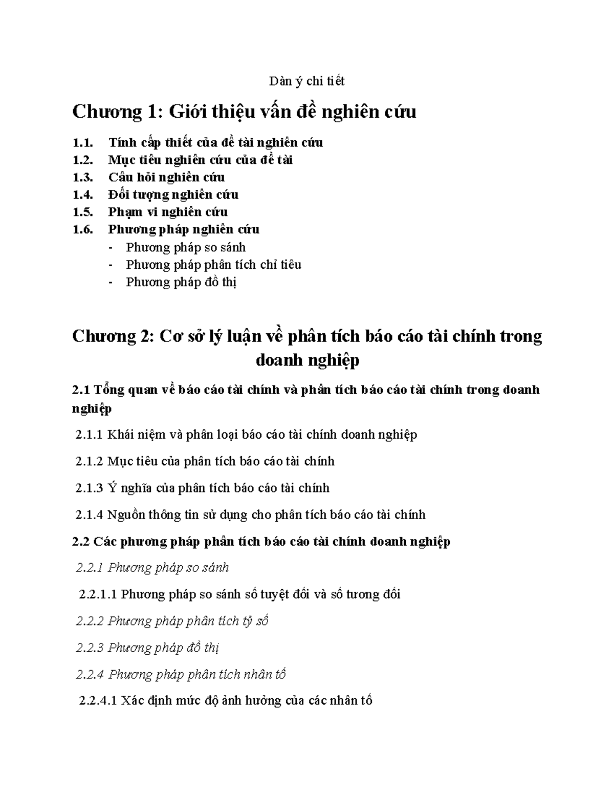 Dàn ý chi tiết Đề án môn học: Phân tích báo cáo tài chính - Studocu