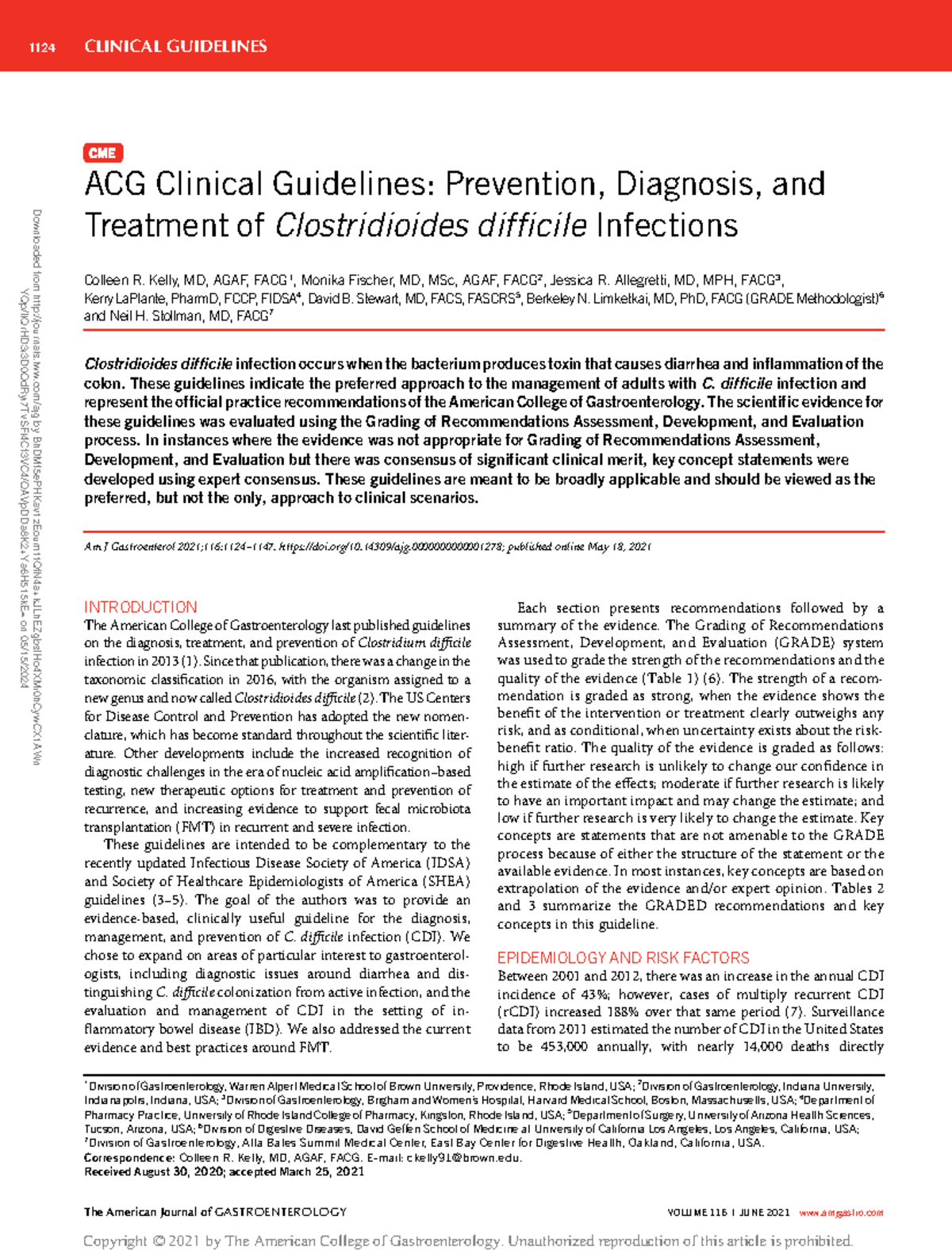 ACG ( American College Gastroenterology) DE PARA LA Prevención ...