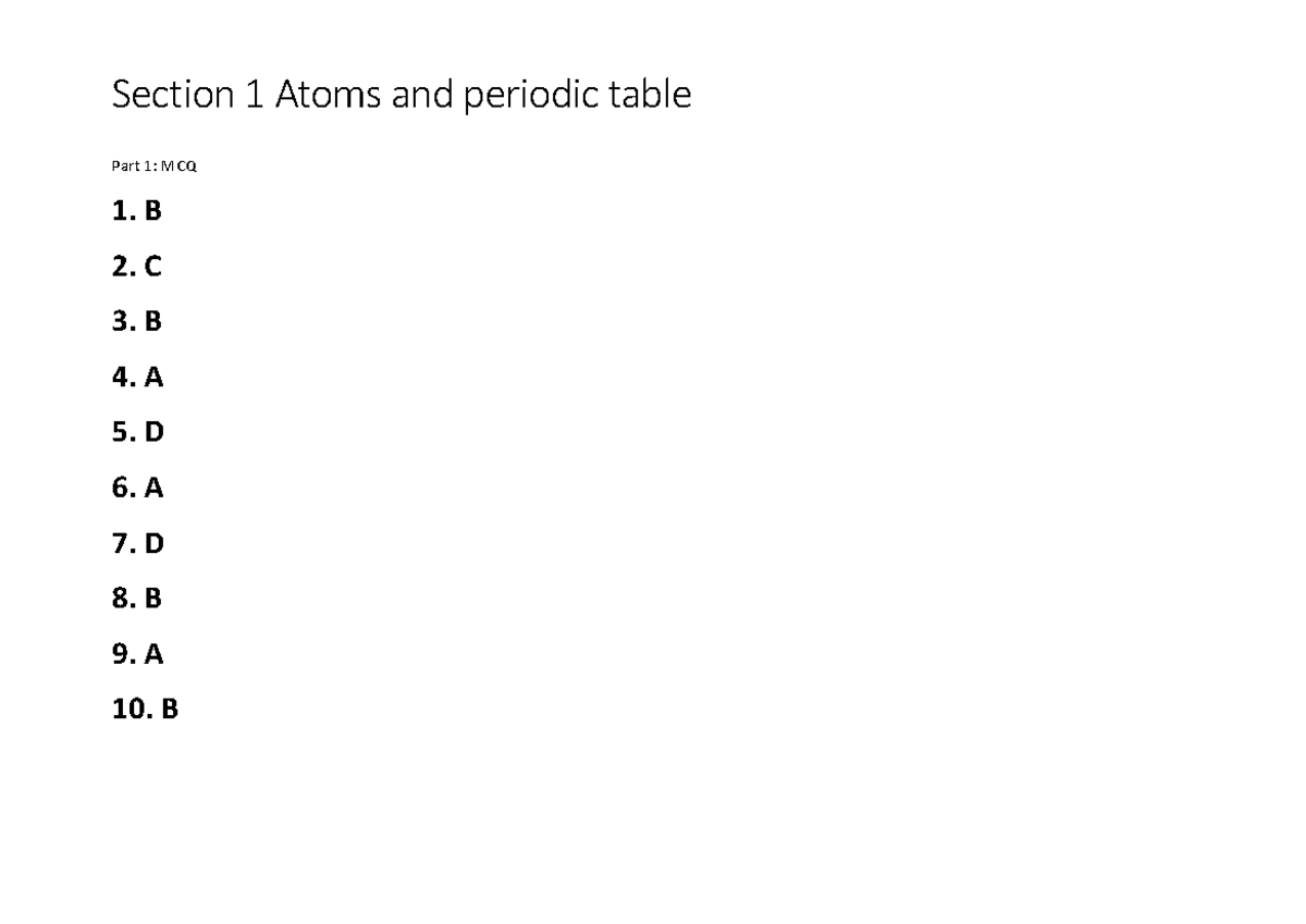 Year 9 Science May Exam 2020: Atoms, Energy & Organisms Answers - Studocu